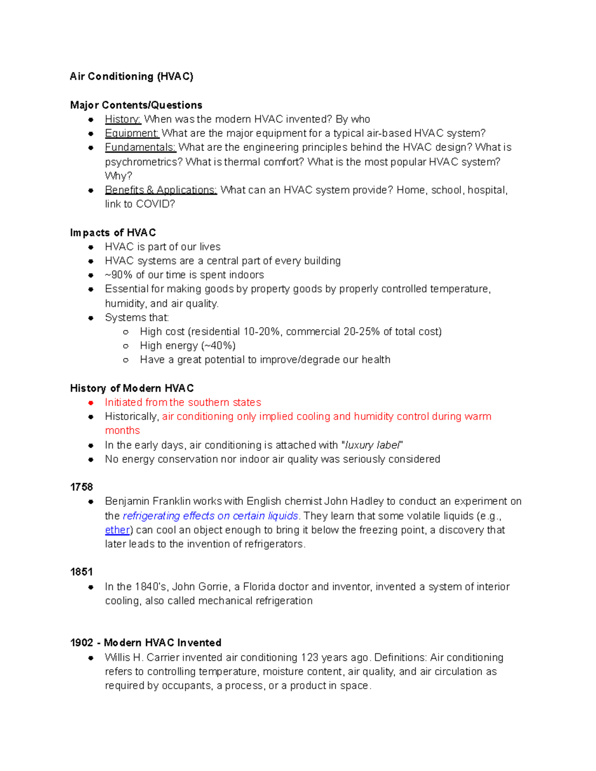 HVAC Systems Overview: History, Equipment, and Applications EGMN 111 ...