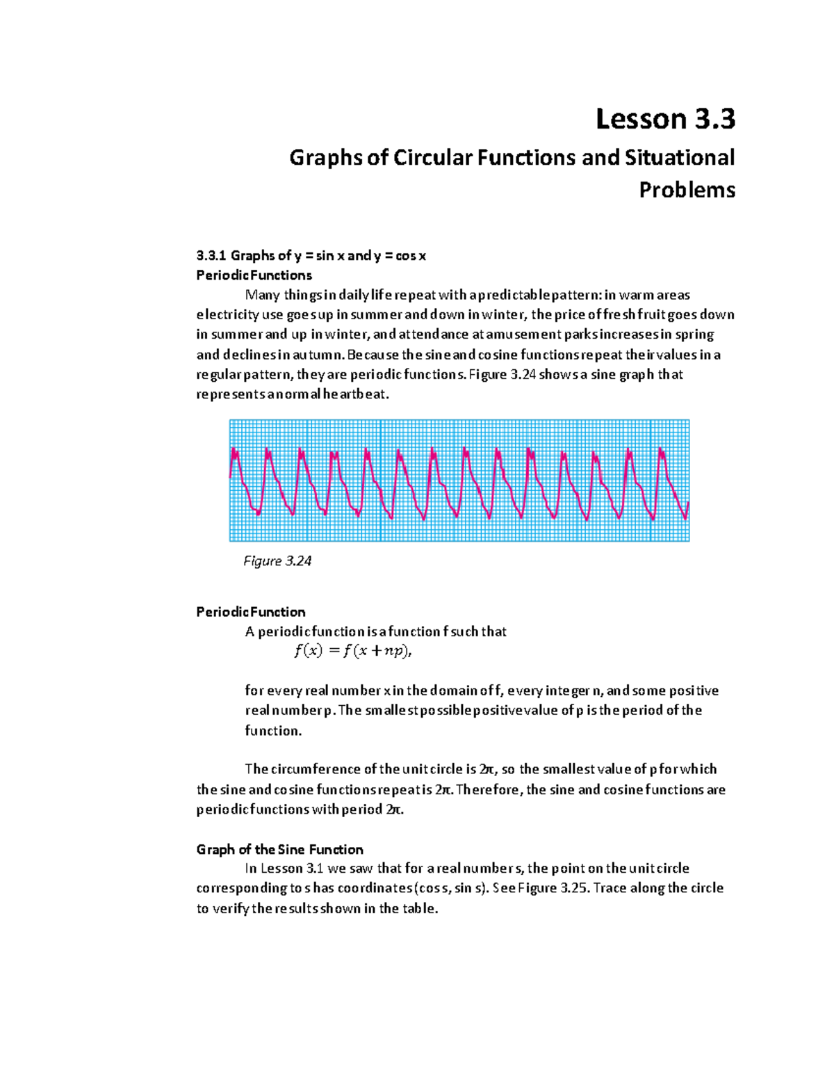 Week 013 Graphs of Circular Functions and Situational - Lesson 3 ...