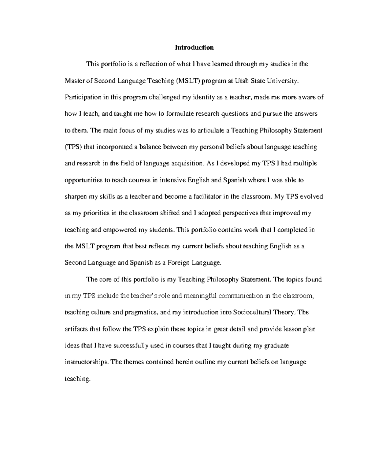 Final Portfolio 4 - MSLT Narrative Reflection on Teaching Philosophy ...