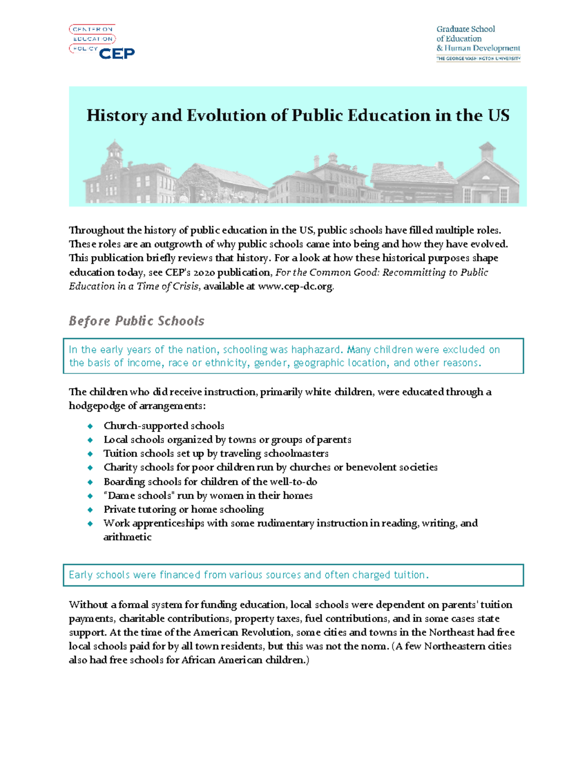 ED606970: Overview of the History and Evolution of Public Education in ...