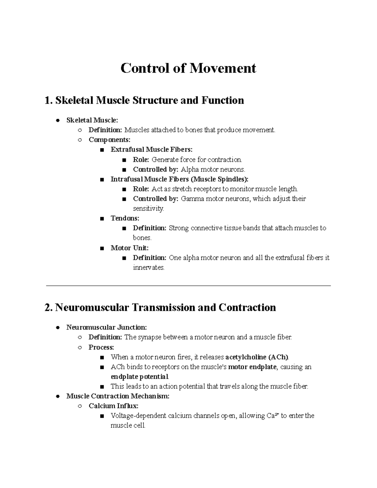 Control of Movement: Comprehensive Notes on Skeletal Muscle & Reflexes ...