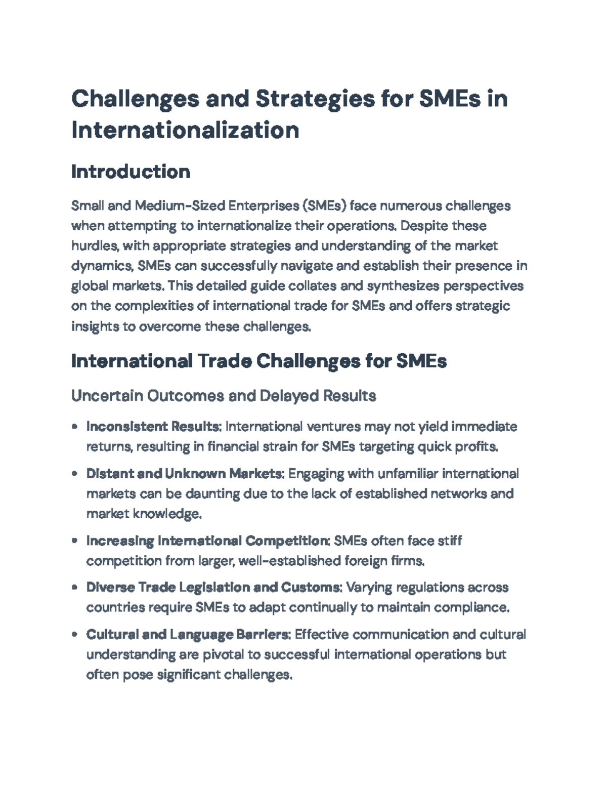 Challenges and Strategies for SMEs in Internationalization: A Guide ...
