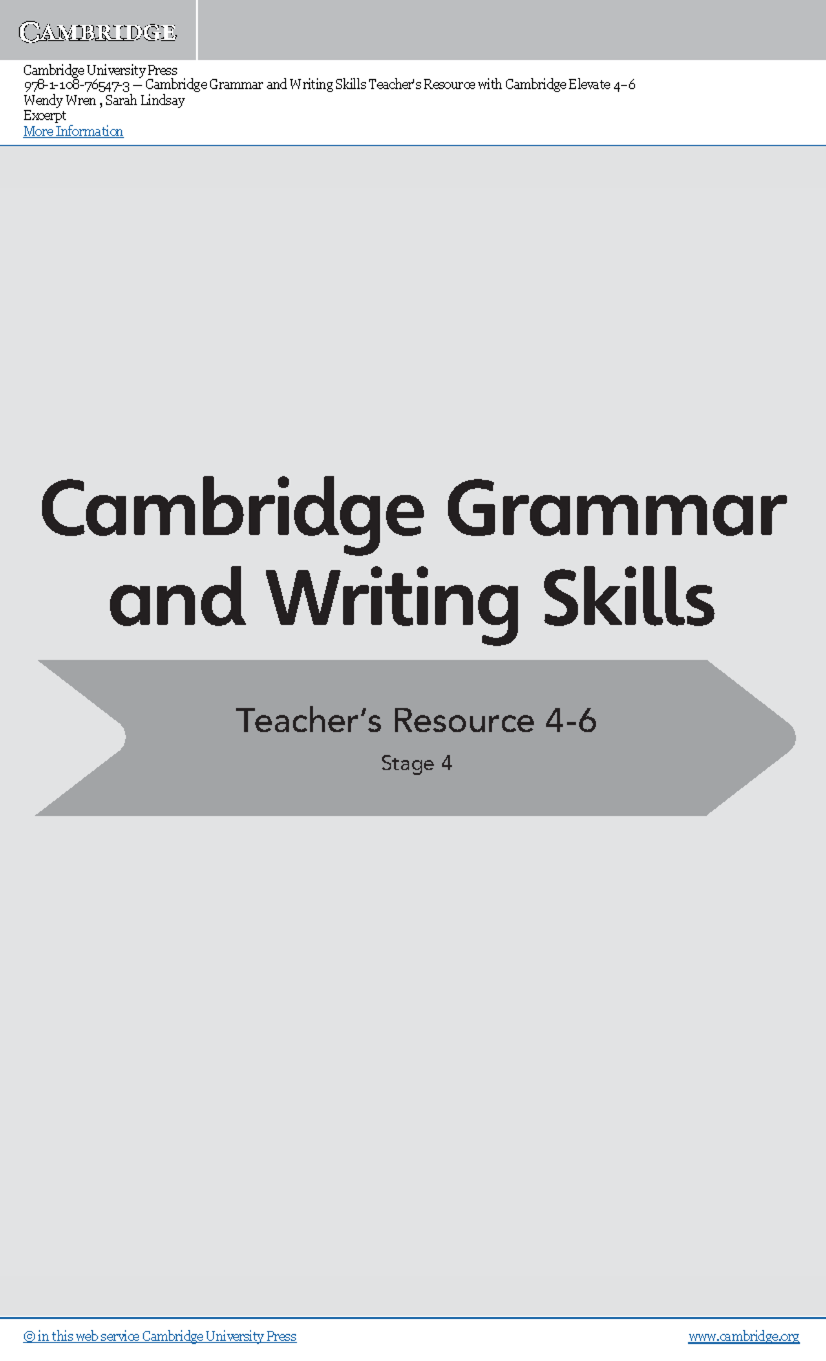 Cambridge Grammar & Writing Skills Resource Stage 4: Unit 1 Book Blurbs ...