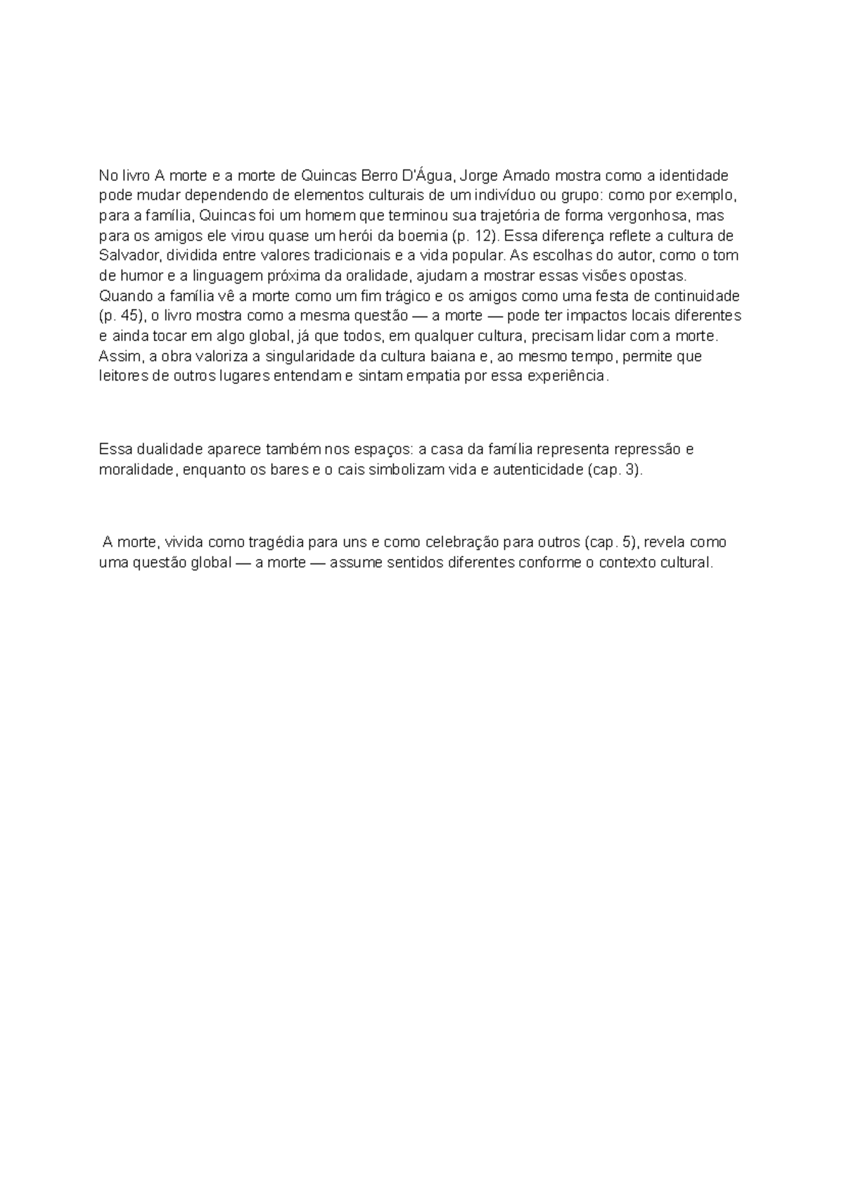 Seminário Socrático: Análise Cultural em Quincas Berro D’Água - Studocu