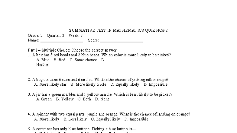 SUMM TEST MATH 3 Q3 W3 Formatted - SUMMATIVE TEST IN MATHEMATICS QUIZ ...