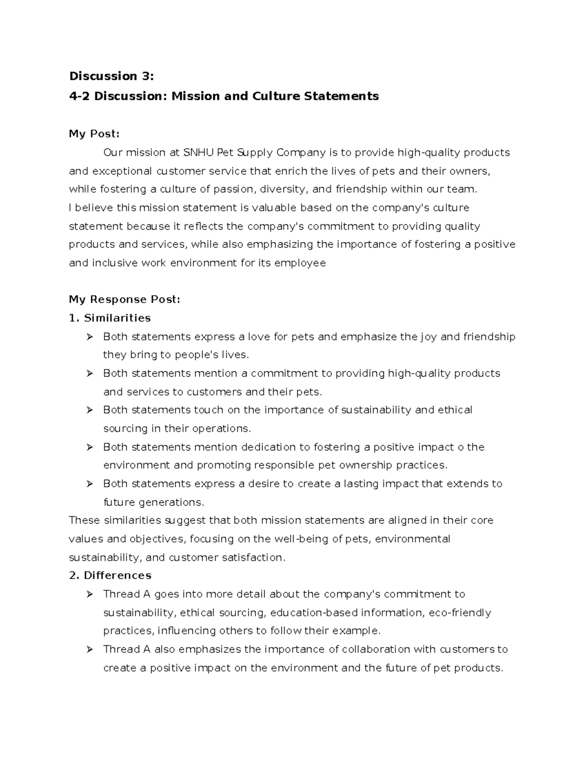 4-2 Discussion: Analyzing Mission and Culture Statements in Business ...