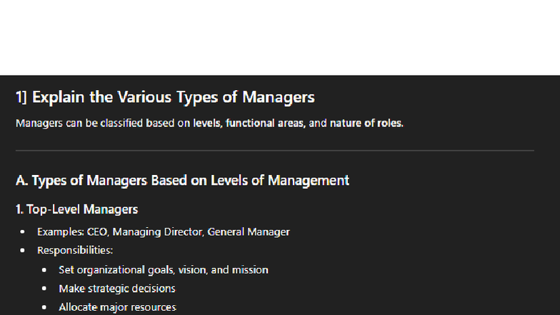 Unit 1 & 2 Notes on Types of Managers and Partnerships (POM) - Studocu