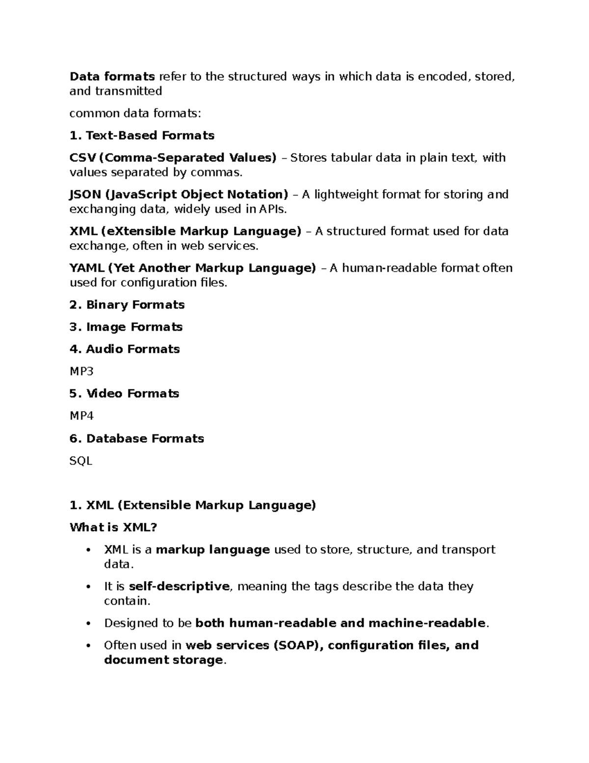 Data formatsss - reporting - Data formats refer to the structured ways ...