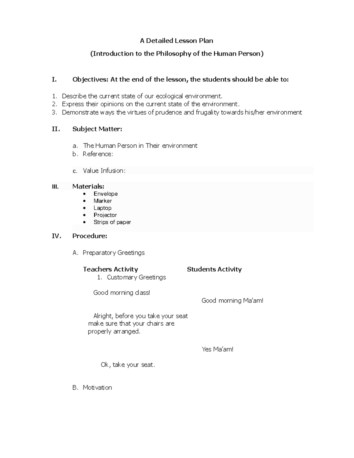 Lesson-plan-philo-2 compress - A Detailed Lesson Plan (Introduction to ...
