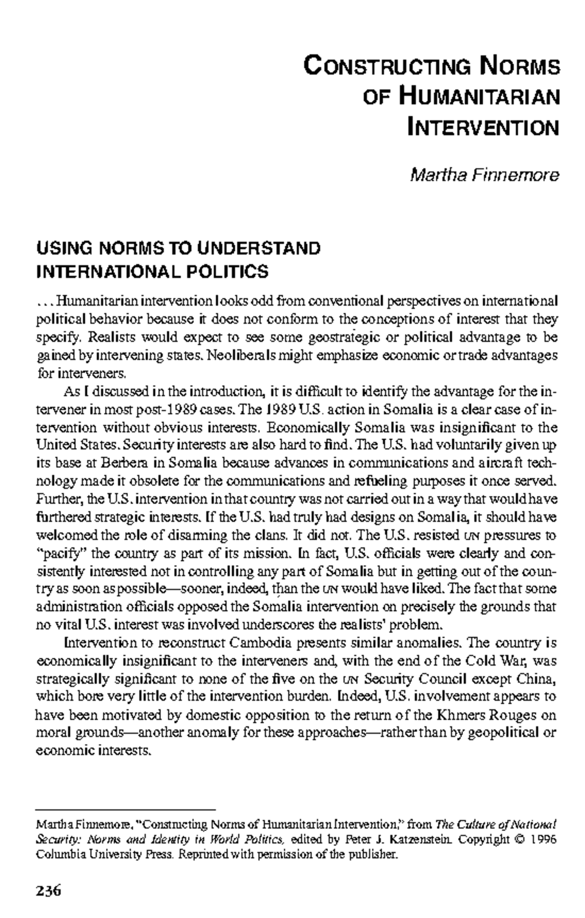 Constructing Norms of Humanitarian Intervention: Insights from ...