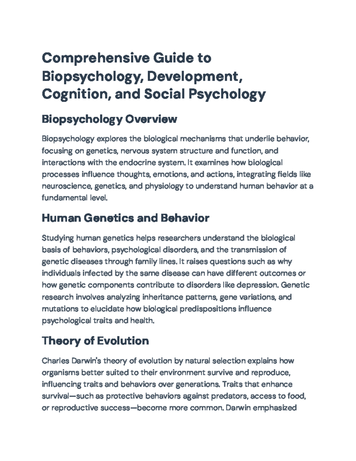 Comprehensive Overview of Lifespan Development and Psychology (PSY 101 ...