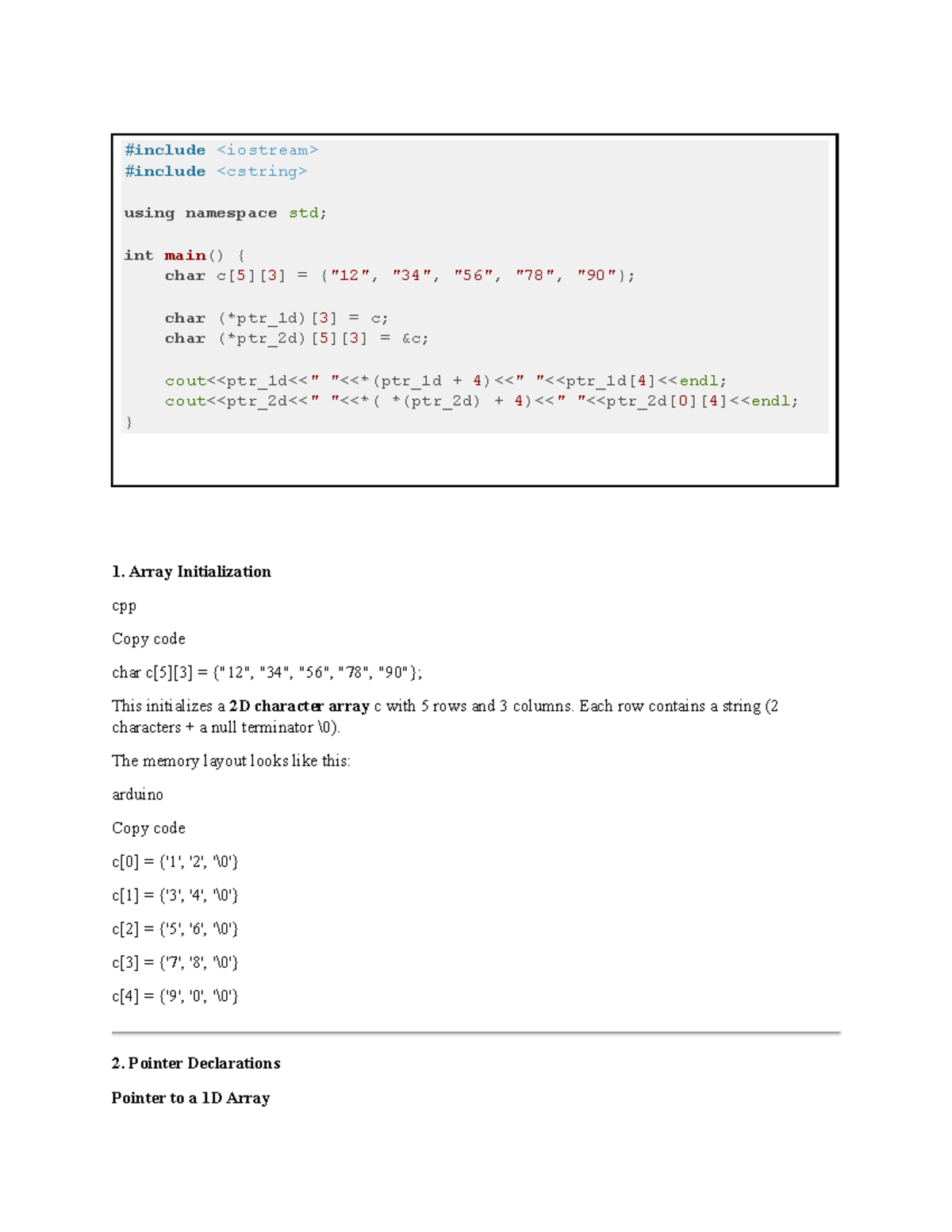 C++ Programming: 2D Array & Pointer Concepts (Course Code: 7) - Studocu