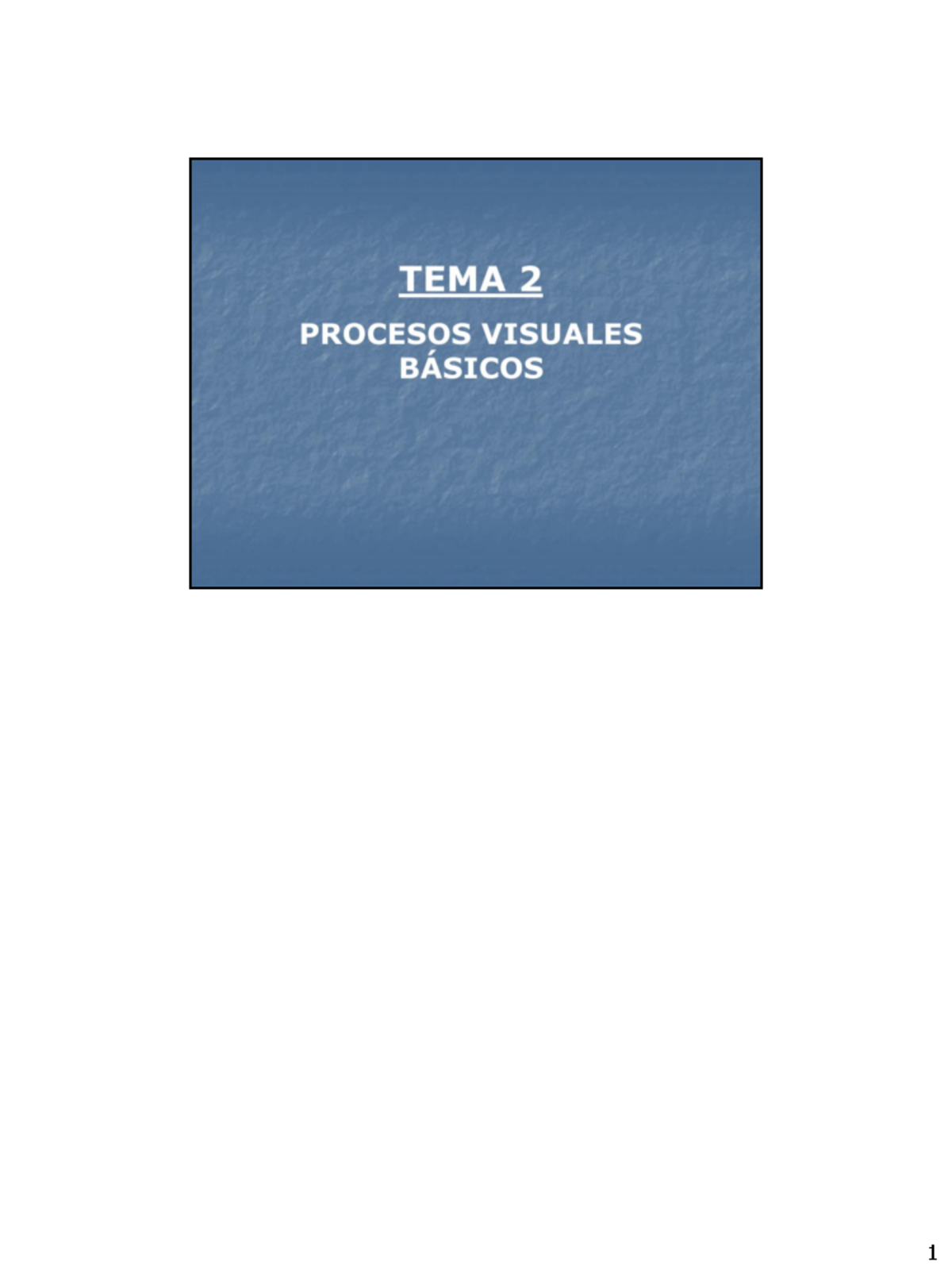 TEMA 2. Procesos Visuales Básicos: Diapositivas y Notas Explicativas - Studocu