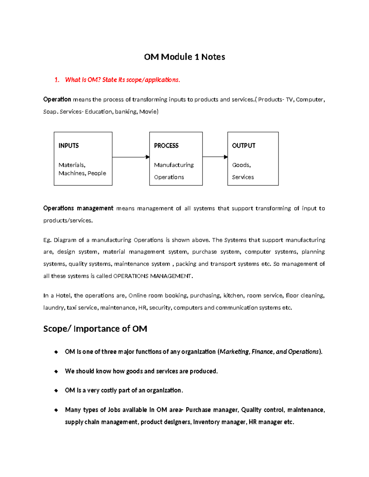 OM 101: Comprehensive Module 1 Notes on Operations Management - Studocu