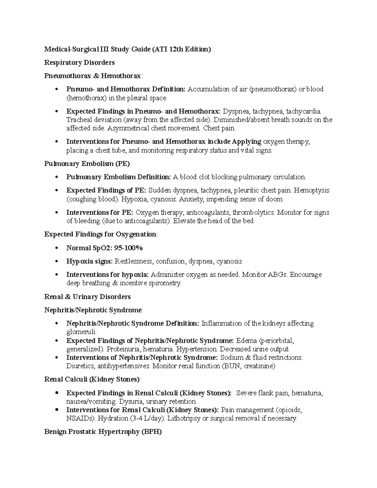 MS3 Final Exam Study Guide: Key Concepts in Med-Surg III - Studocu