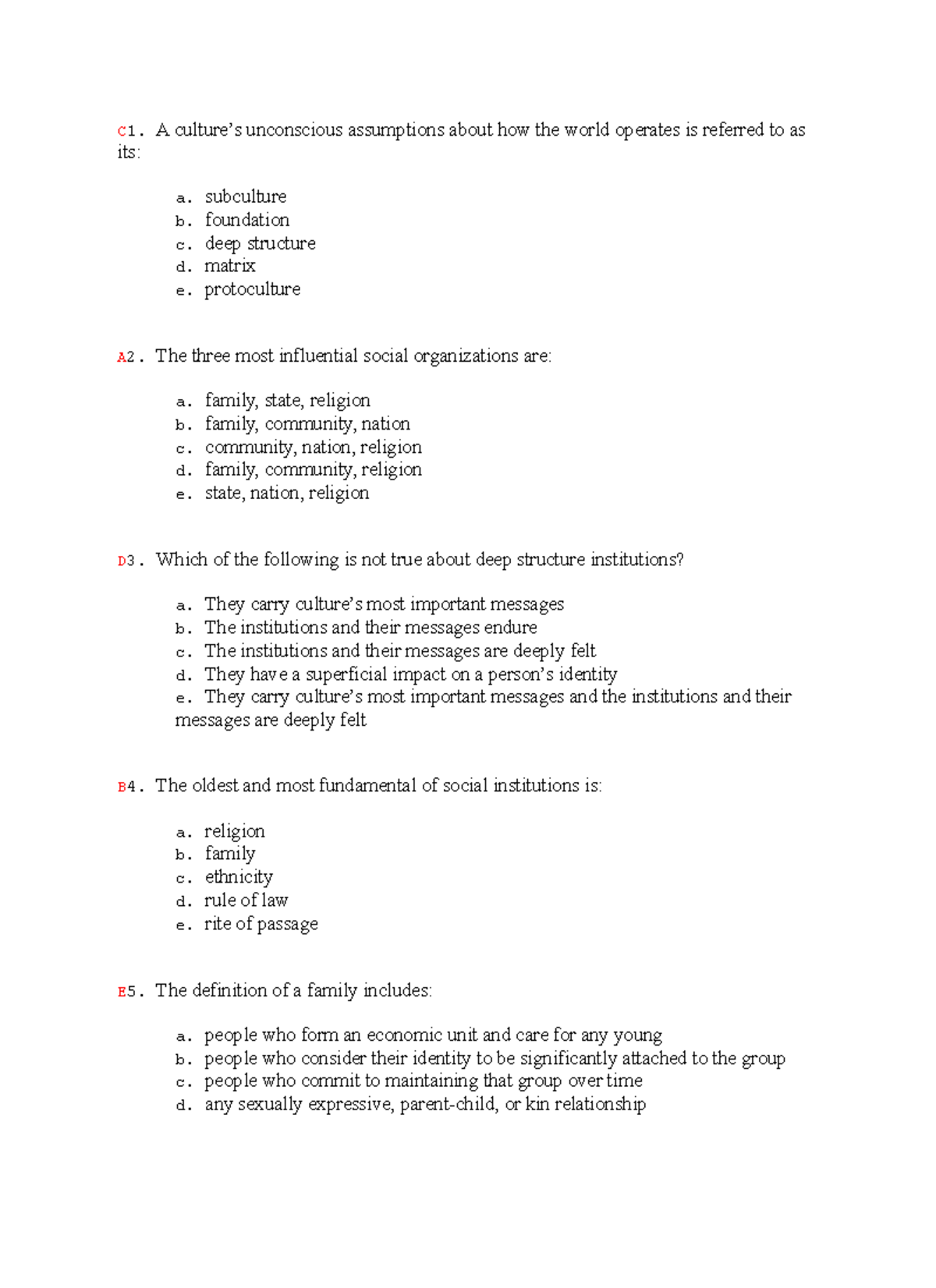 Chapter 3 - Culture and Family Test Bank - Studocu