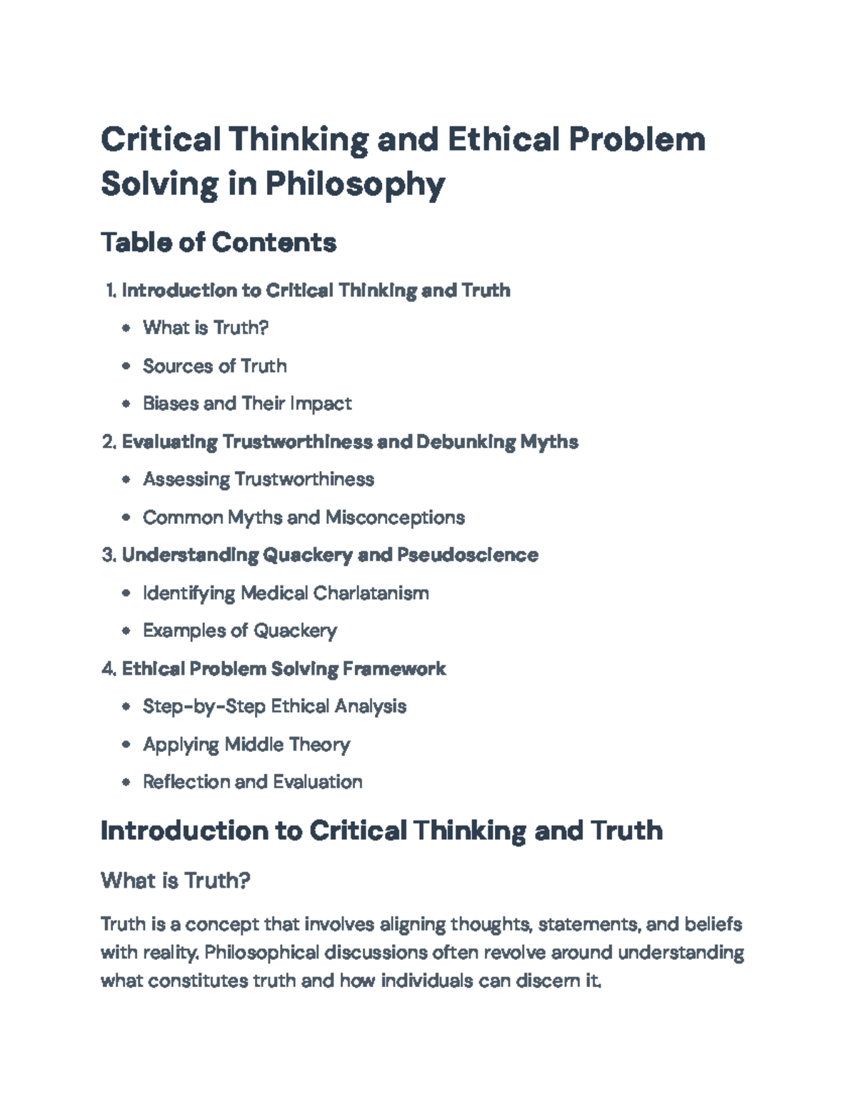 Critical Thinking & Ethical Problem Solving in Philosophy: Key Concepts ...