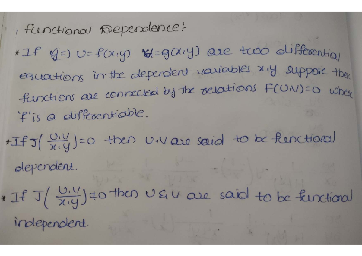 Maths 4th Chapter Short Answers: Functional Dependence & Equations ...