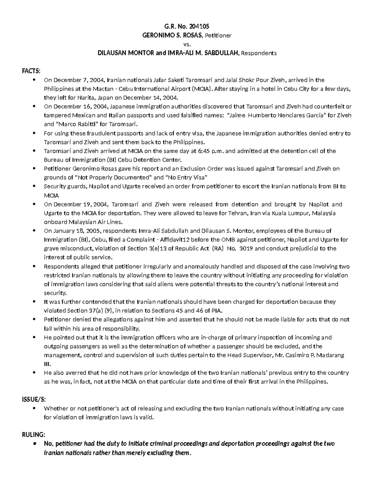 W2 Consti 1 Case Study: Rosas v. Montor (G.R. No. 204105) Analysis ...