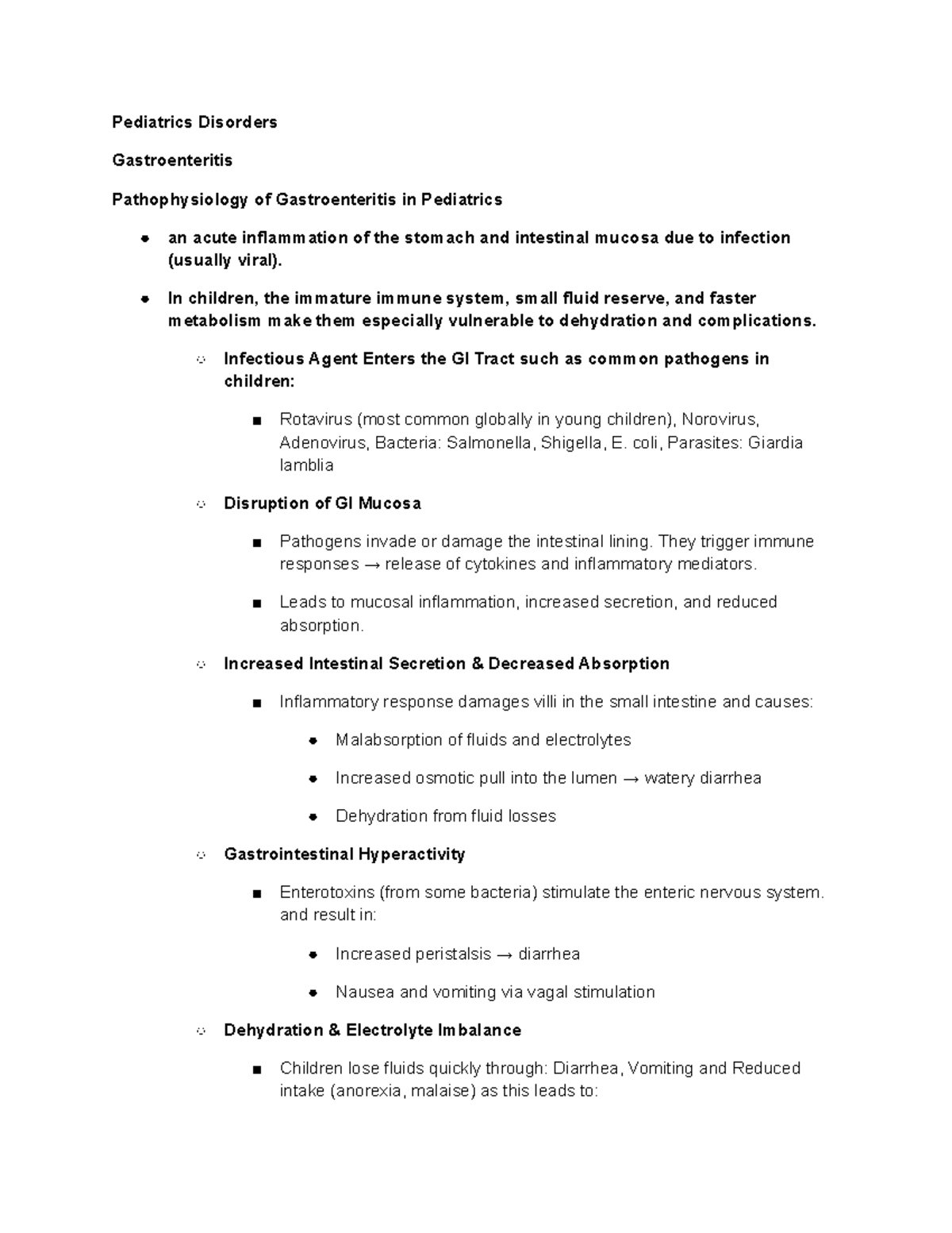 Pediatrics disorders: Pathophysiology of gastroenteritis and related ...