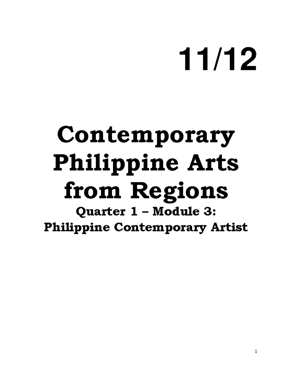 Q1: Module 3 - Contemporary Philippine Artists and Their Contributions ...