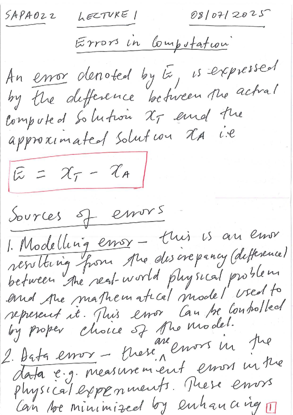 SAPA022 LECTURE Errors in Computation: Understanding and Managing ...