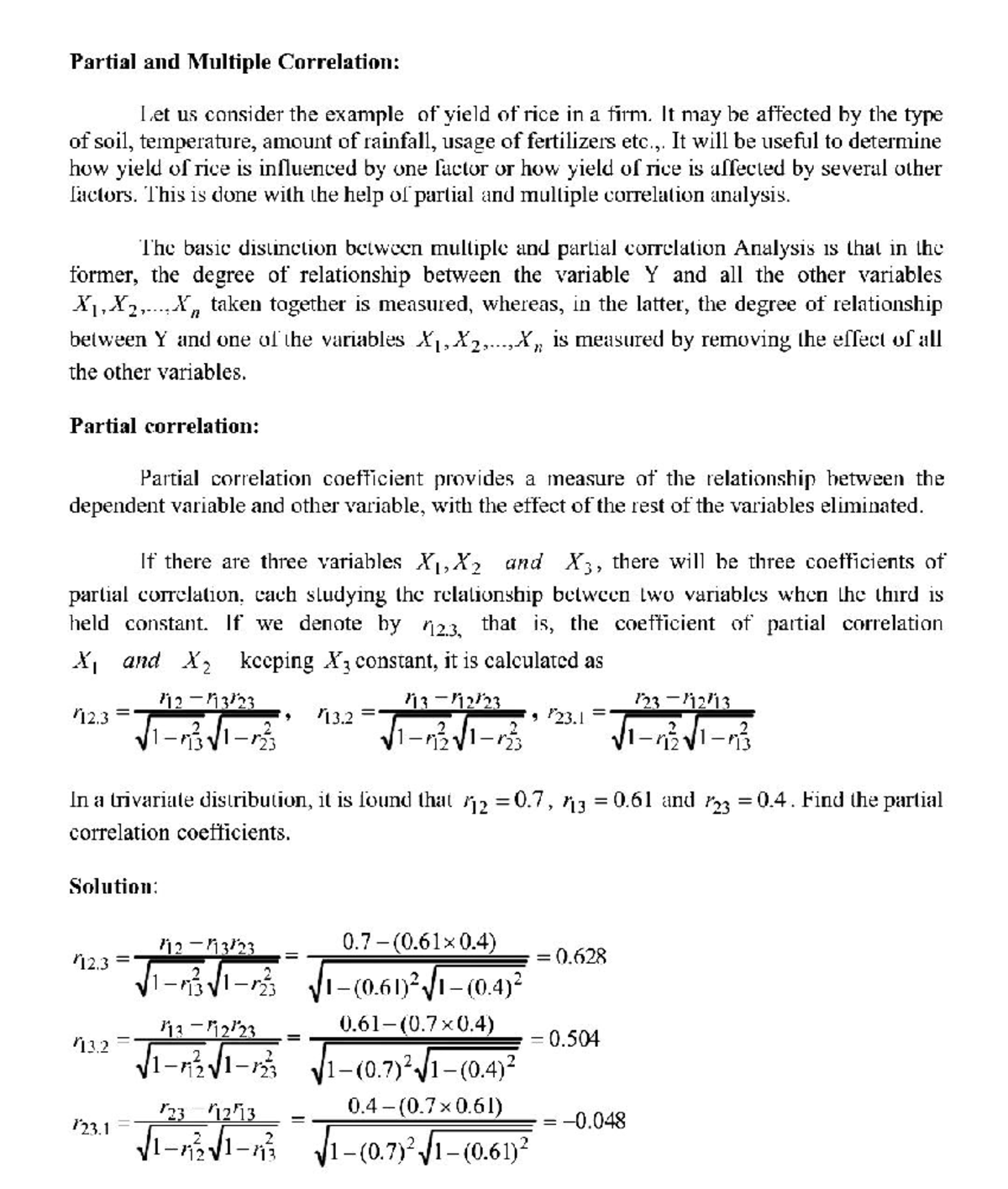 ACS: Partial and Multiple Correlation Analysis in Rice Yield - Studocu