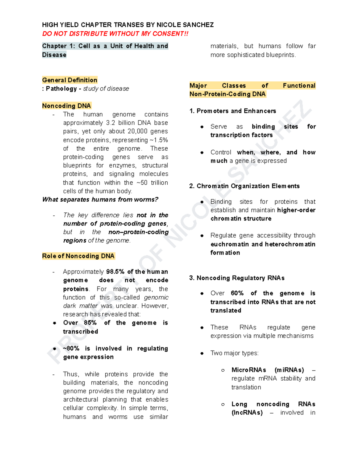 High Yield Pathology Notes (Course Code: PATH 101) - Studocu