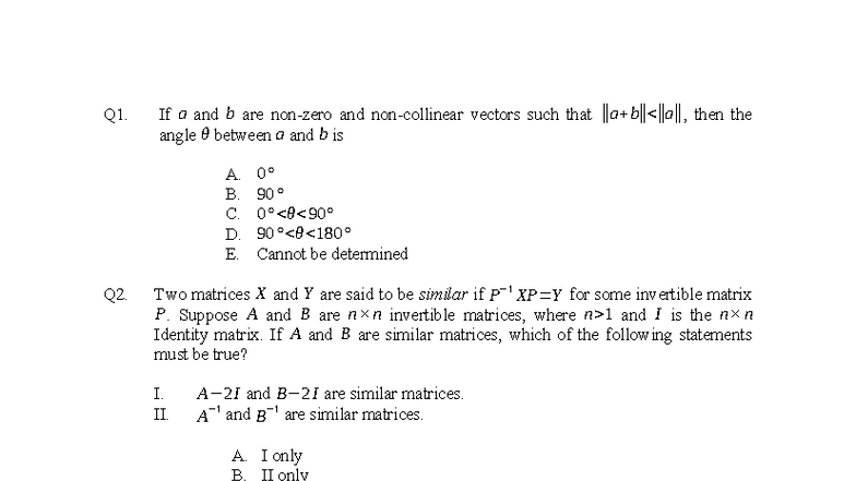 SC1004 Linear Algebra Q1 to Q10 Exam Review Notes - Studocu