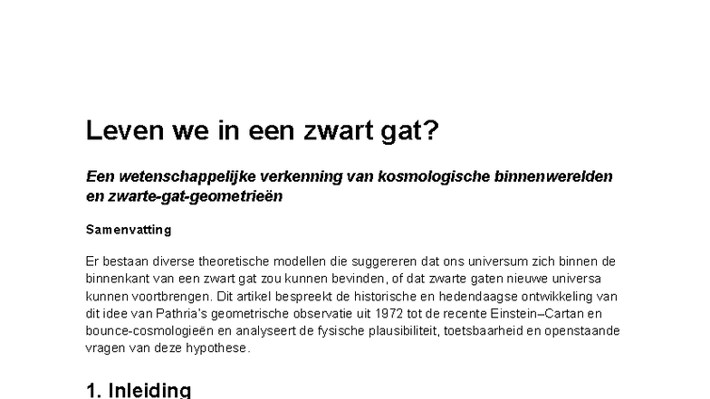 Leven we in een zwart gat? Een wetenschappelijke verkenning van ...