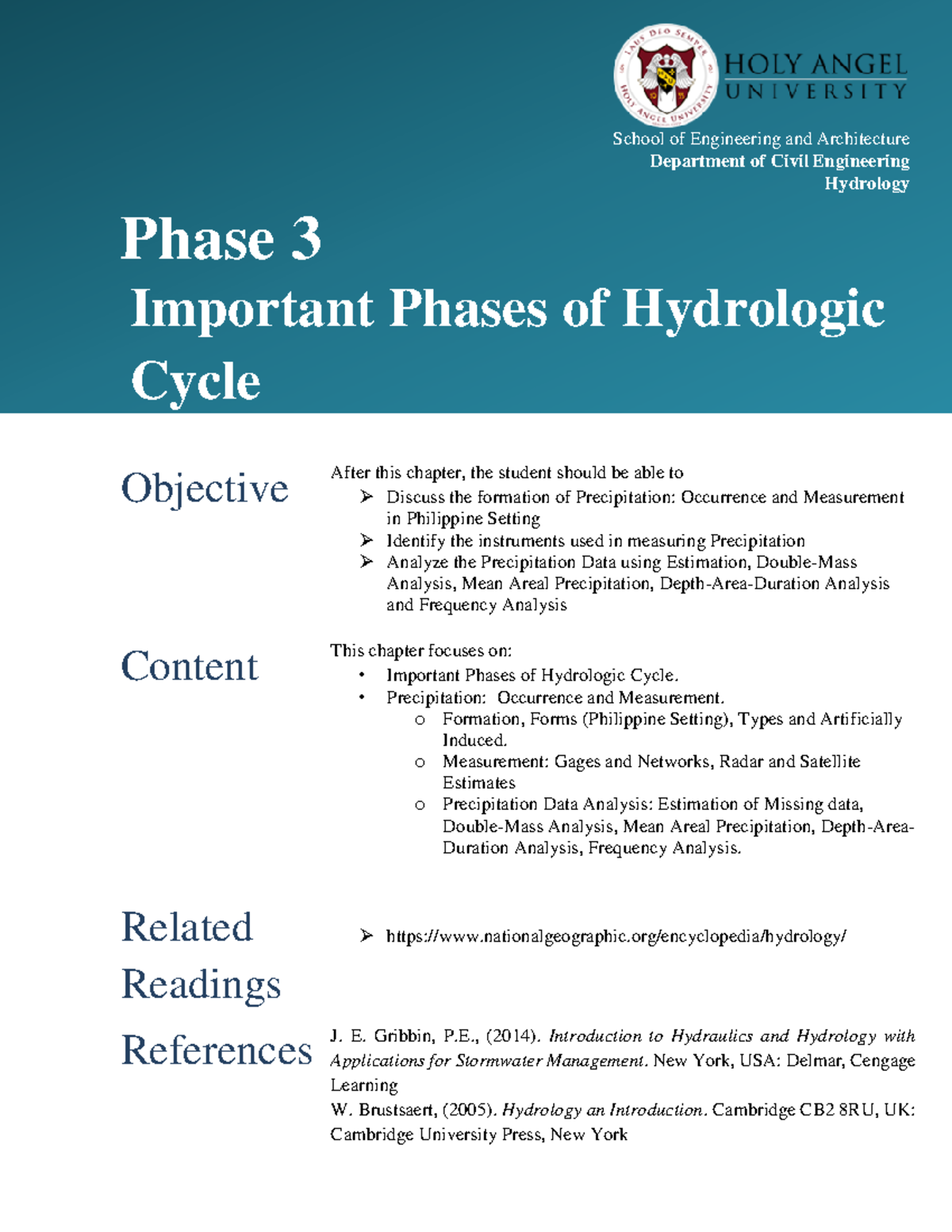 Hydrology CE-Module 1: Phase 3 - Precipitation Analysis and Measurement - Studocu