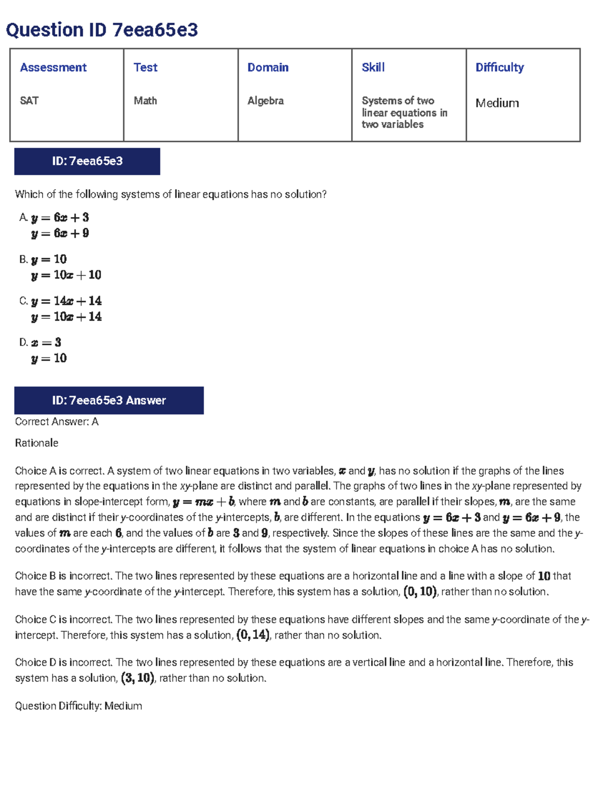SAT Math Practice Questions - Algebra & Linear Functions - Studocu