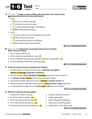 Four Corners 2 Workbook Answer Key - English Assessment - Studocu