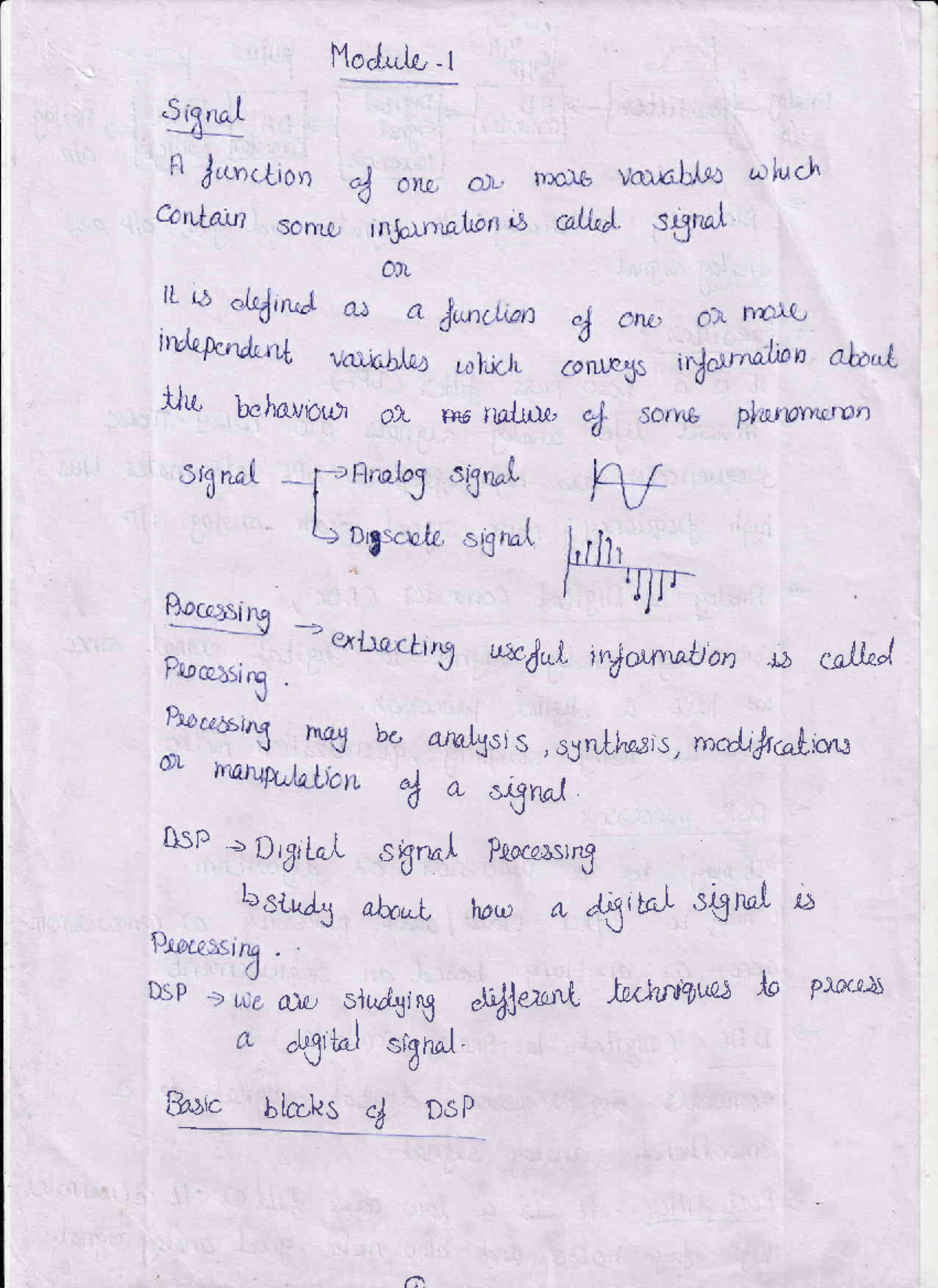 DSP Module 1 notes - l'1o&rlo - t l'Iu be ha,vbu.>r o)- Fne rut1d& Dsp ...