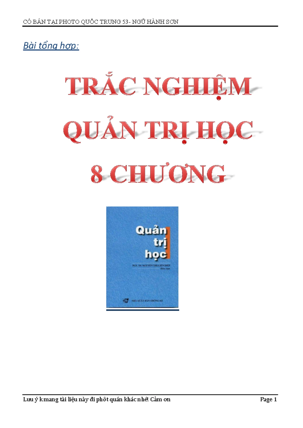 Ôn tập quản trị học ... - 640 câu Tr ắ c nghi ệ m Qu ả n tr ị h ọ c theo ch ươ ng ( có đáp án ...