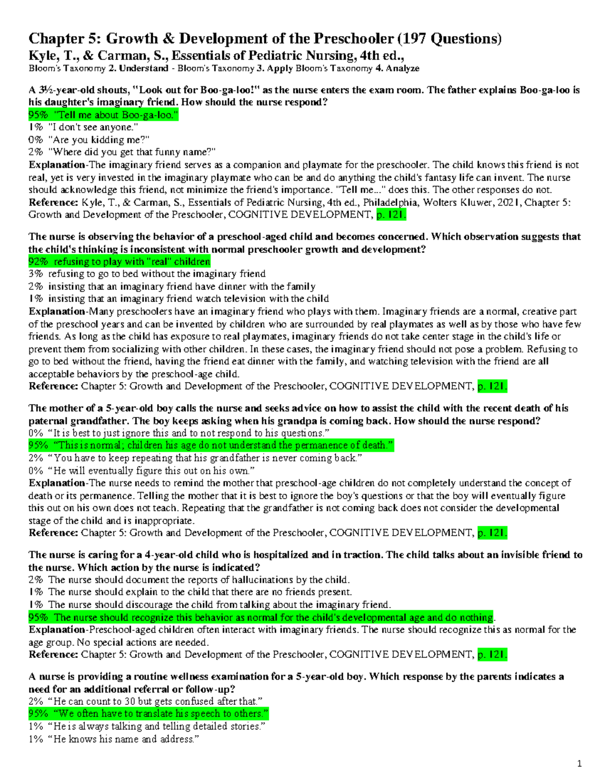Ch.05 Preschooler Growth & Development: 197 Questions & Insights - Studocu