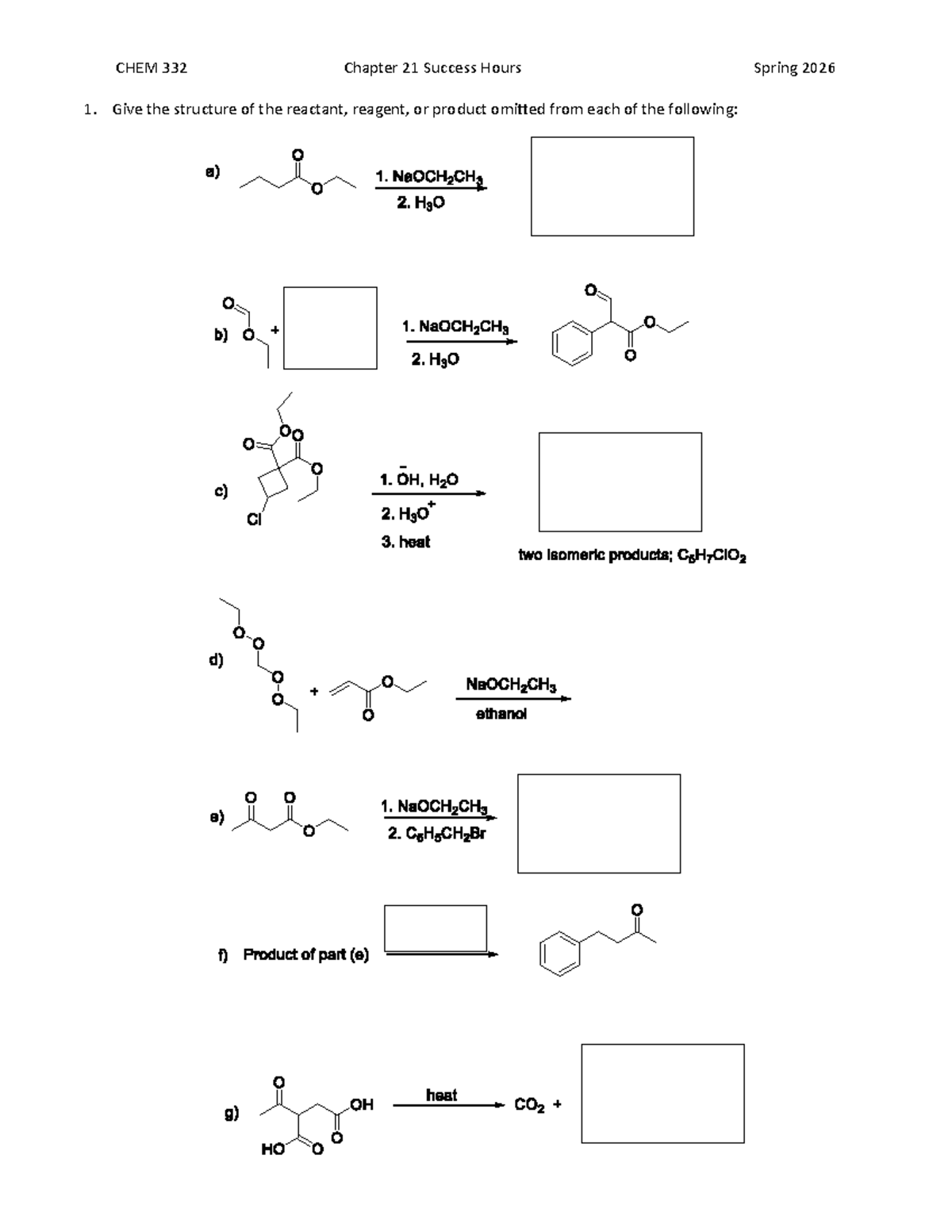 CHEM 332 Chapter 21 Success Hours - Spring 2026 Study Guide - Studocu