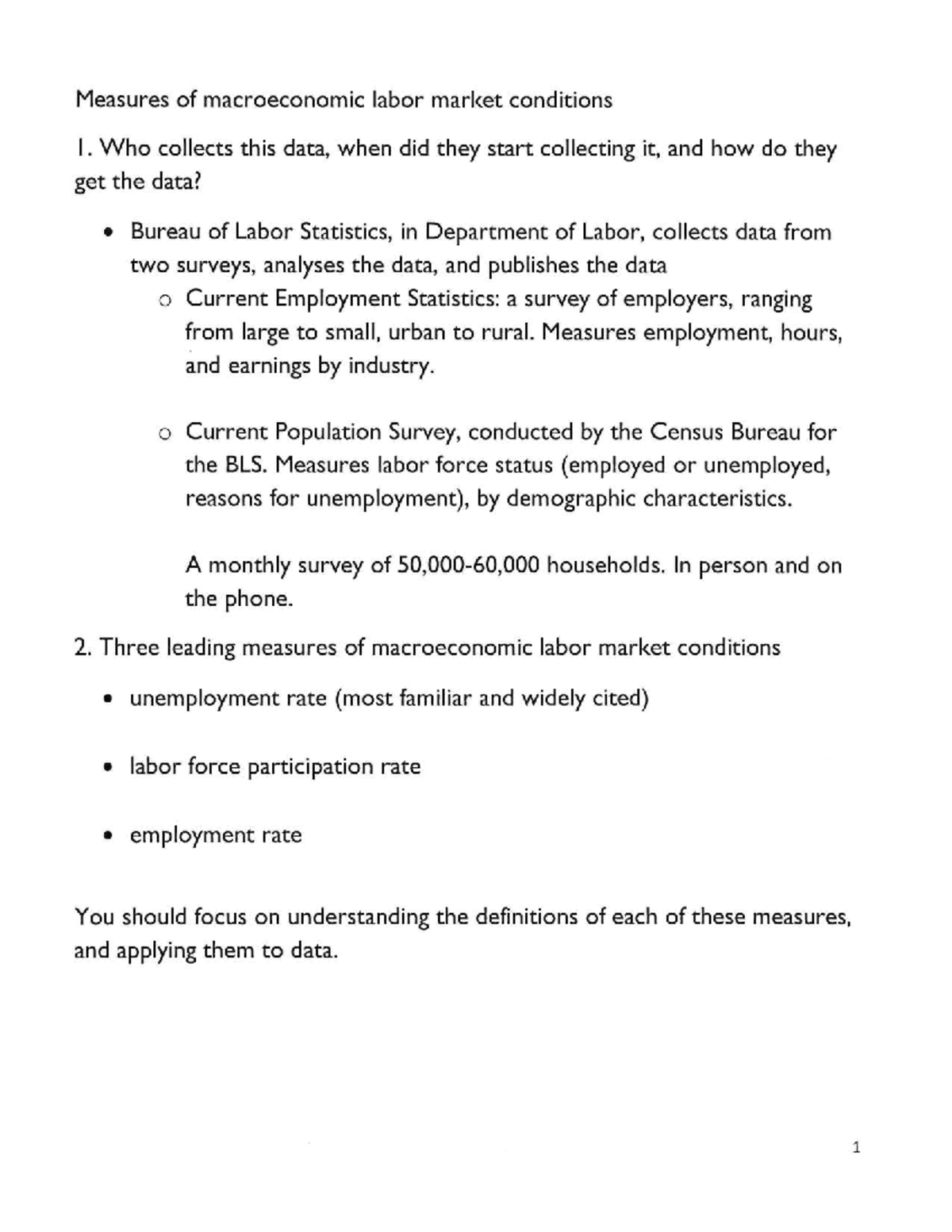 Macroeconomic Labor Market Conditions: Data Collection & Measures ...