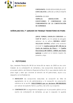 Articulo- Excepciones EN EL Derecho Procesal Civil Peruano Mecanismos ...