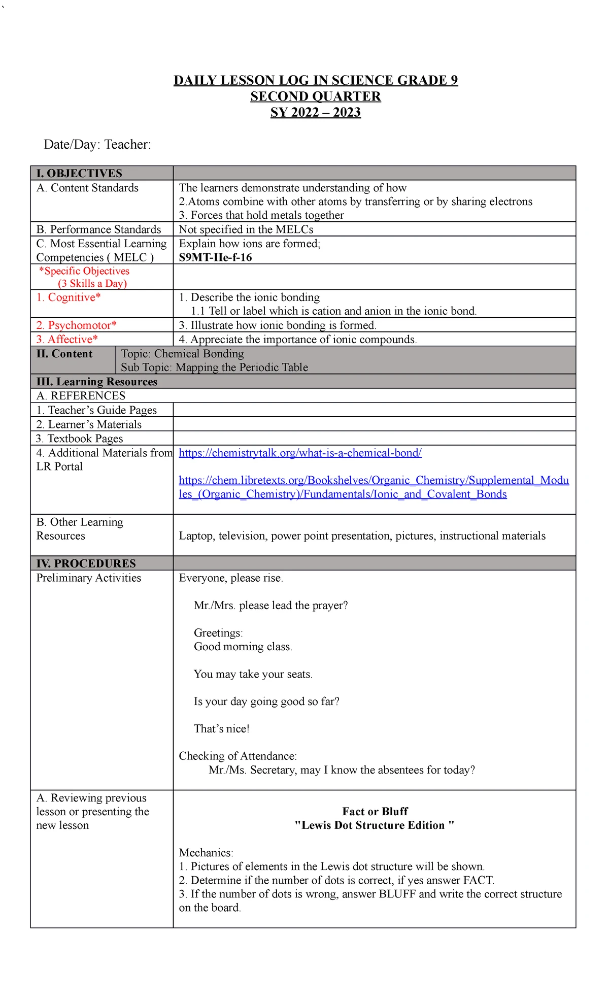Lesson Plan in Organic Compounds - Southern Luzon State University ...