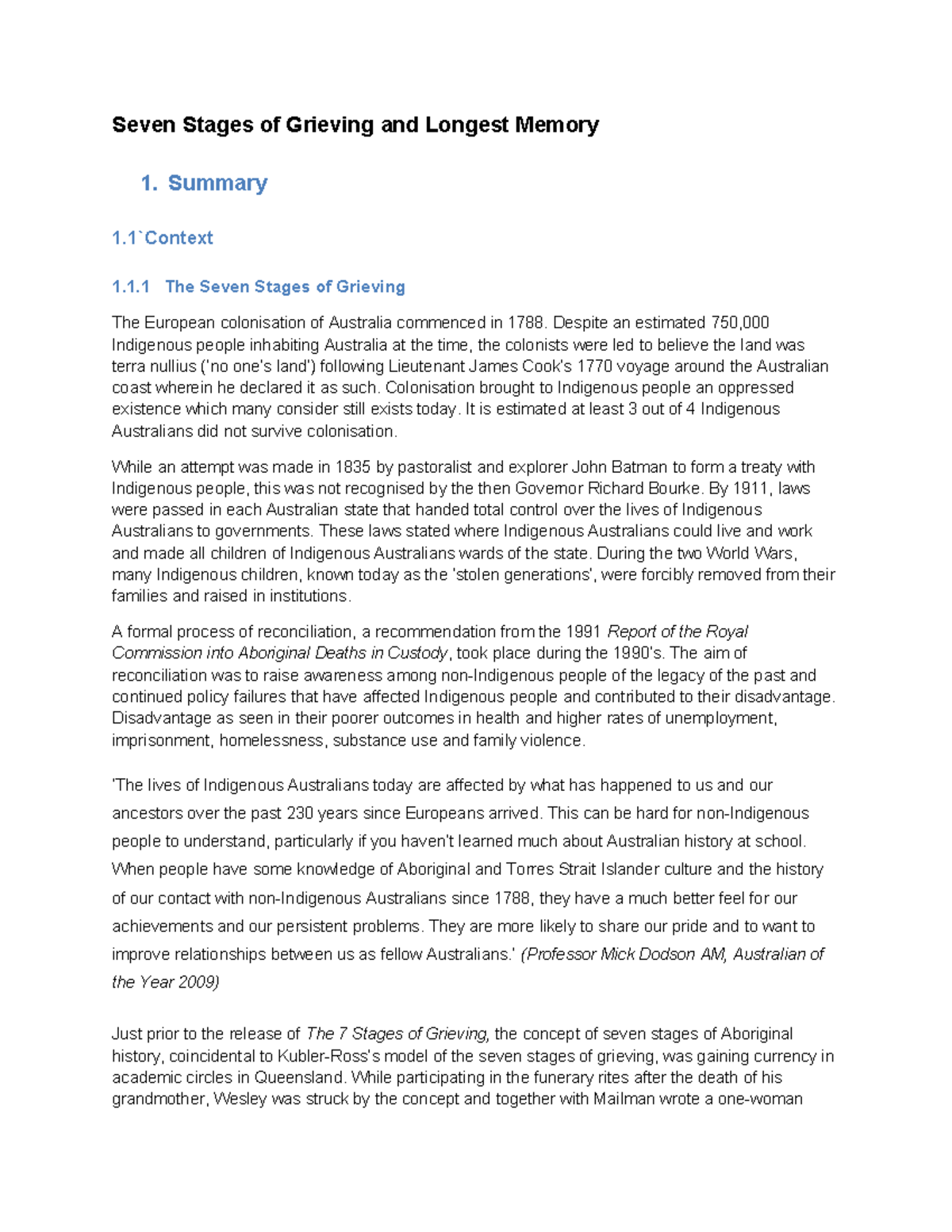 ENG 101: Summary of "The Seven Stages of Grieving" & "The Longest ...