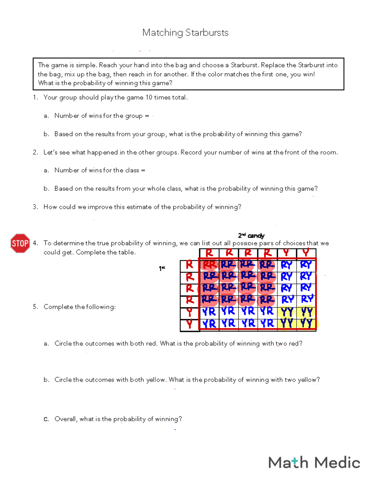 Section 5.2 Day 1 - Completed Example - Matching Starbursts 1. Your ...