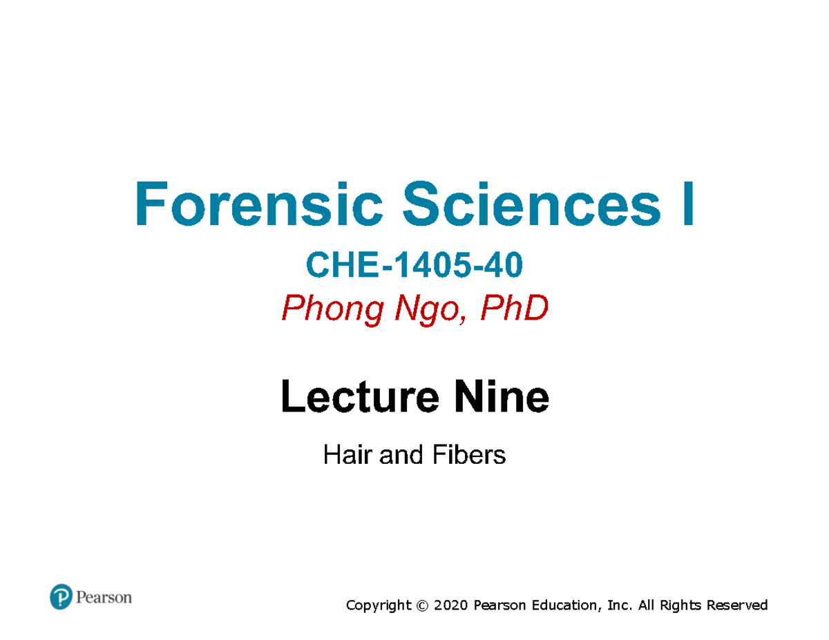 Forensic Sciences I: CHE-1405-40 - Lecture 9 on Hair & Fibers Analysis ...