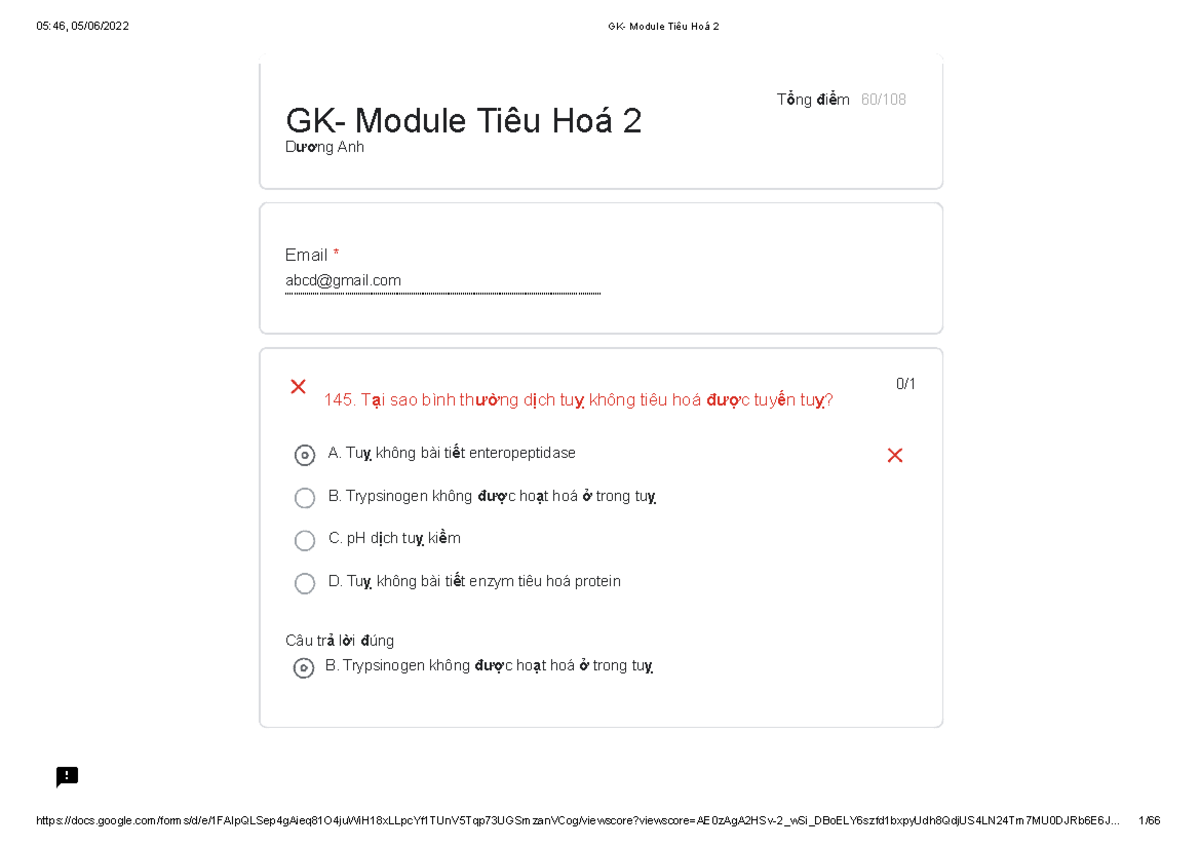 GK Module Tiêu Hoá 2 - hello - Tổng điểm 60/ GK- Module Tiêu Hoá 2 ...