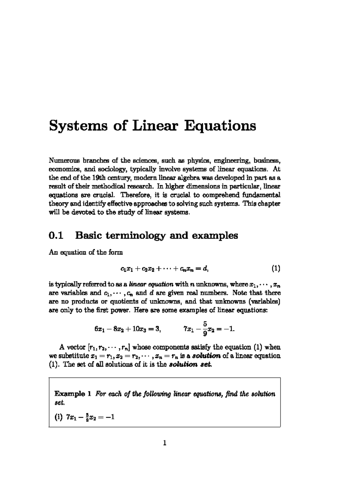 Math 1 Ch 1 (2022) - Systems of Linear Equations Explained - Studocu