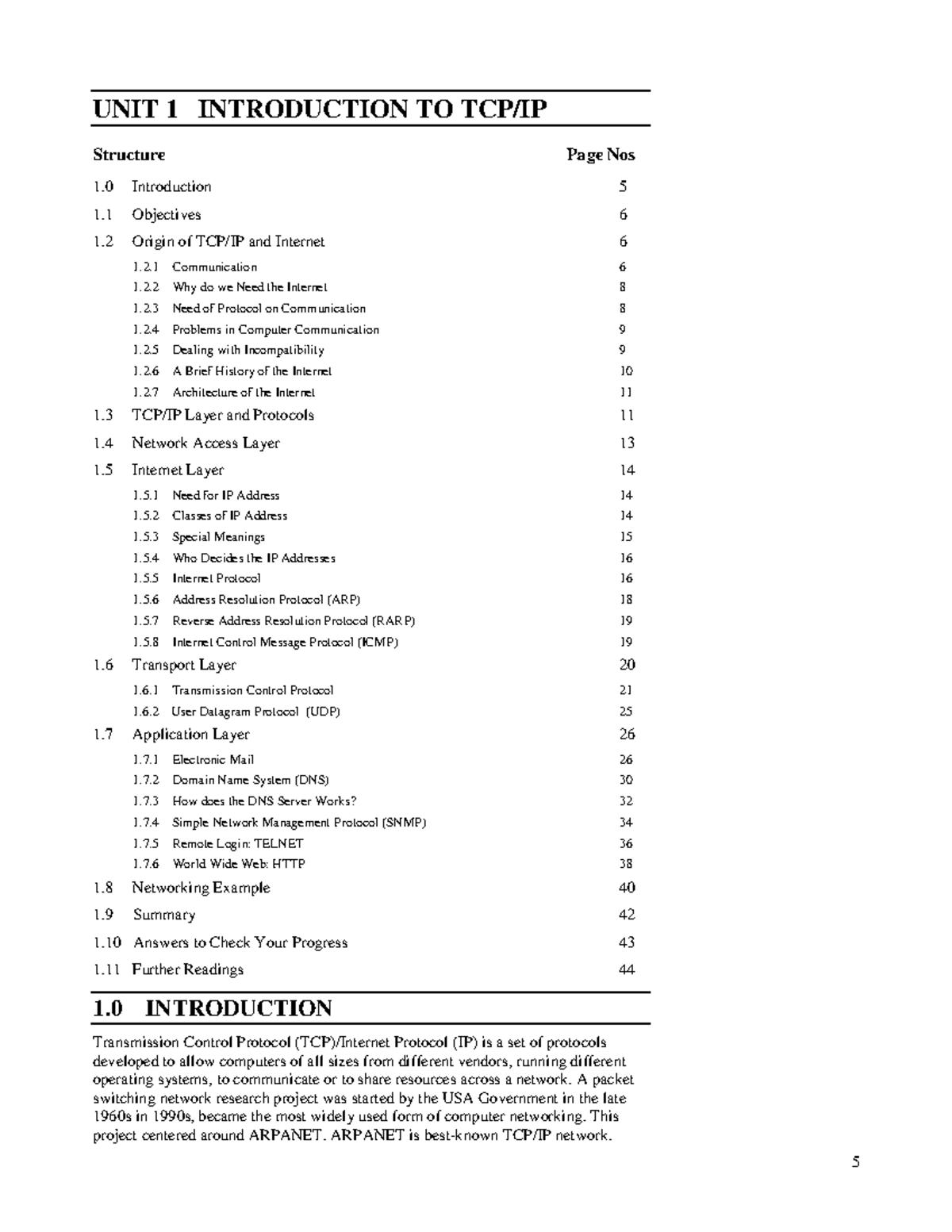 Chap 1 Introduction To Tcp Ip Introduction To Tcpip Unit 1