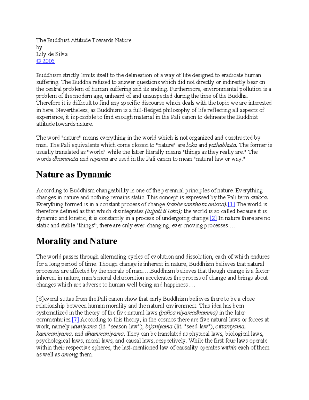 Buddhist Perspectives on Nature and Morality: An Ethical Study - Studocu