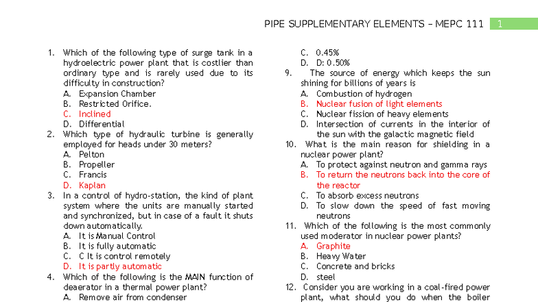 PIPE Supplementary Elements MEPC - Study Guide and Quiz Notes - Studocu