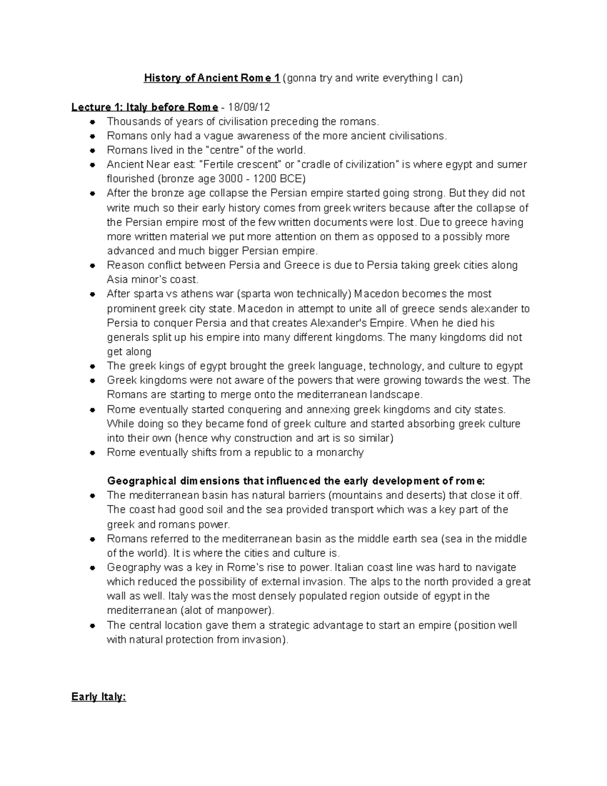HIST 2904 A - Lecture Notes on Ancient Rome (1-15) and Key Concepts ...