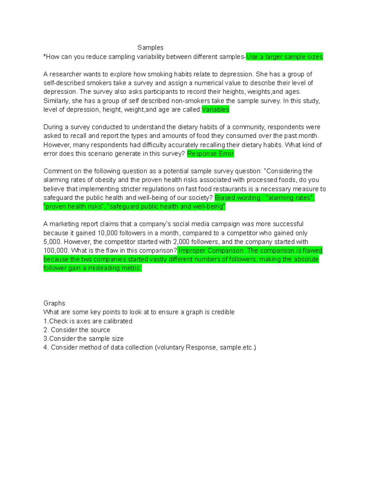 STAT Exam 1 Review Notes: Sampling Variability & Experimental Design ...